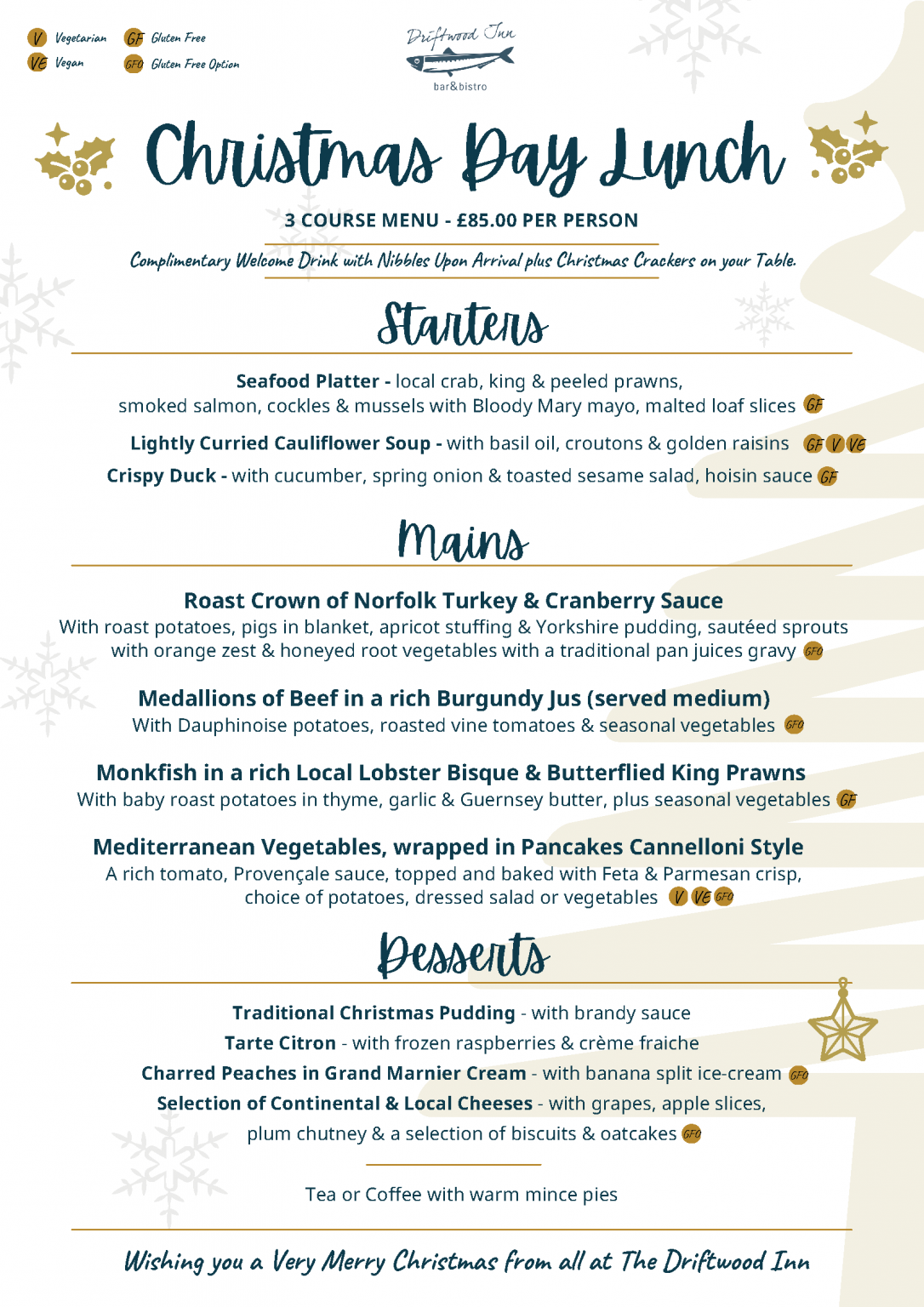 MENUS - THE DRIFTWOOD INN