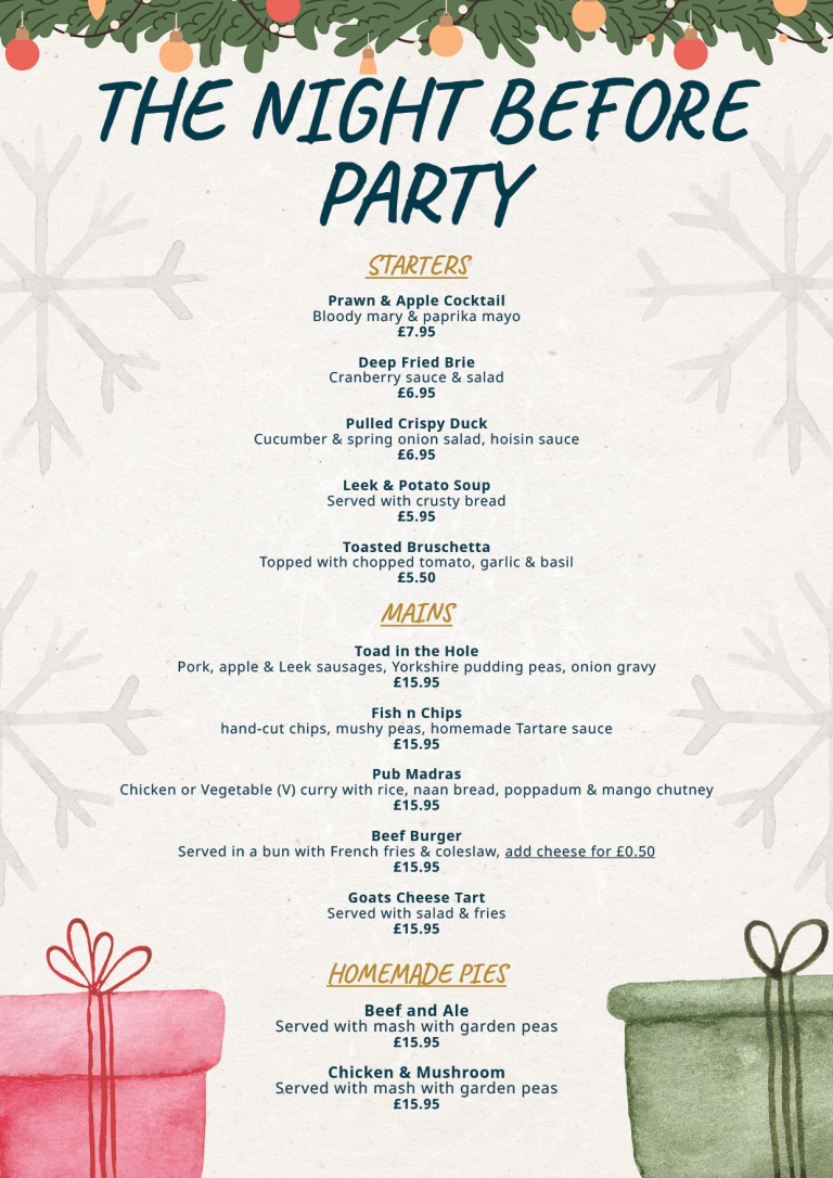 MENUS - THE DRIFTWOOD INN