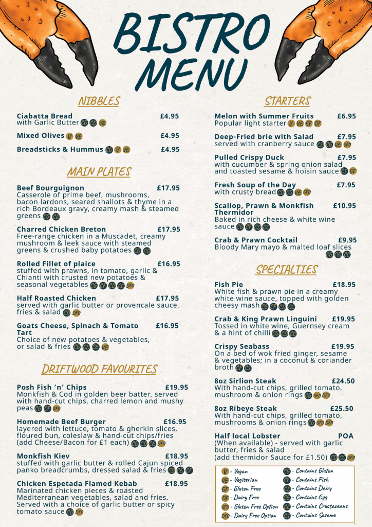 MENUS - THE DRIFTWOOD INN