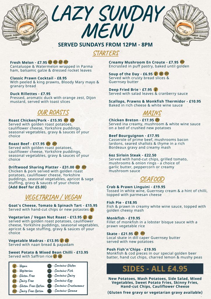 MENUS - THE DRIFTWOOD INN